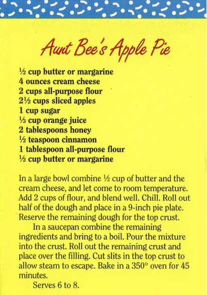 AUNT BEE’S APPLE PIE – Momma Fomby Recipe Page